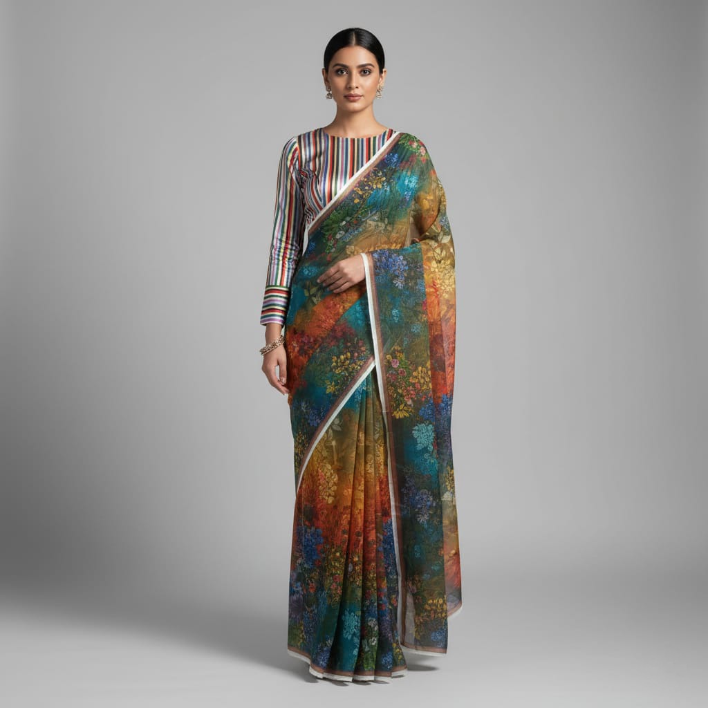 Chiffon Printed Saari - 400 – topmark.pk